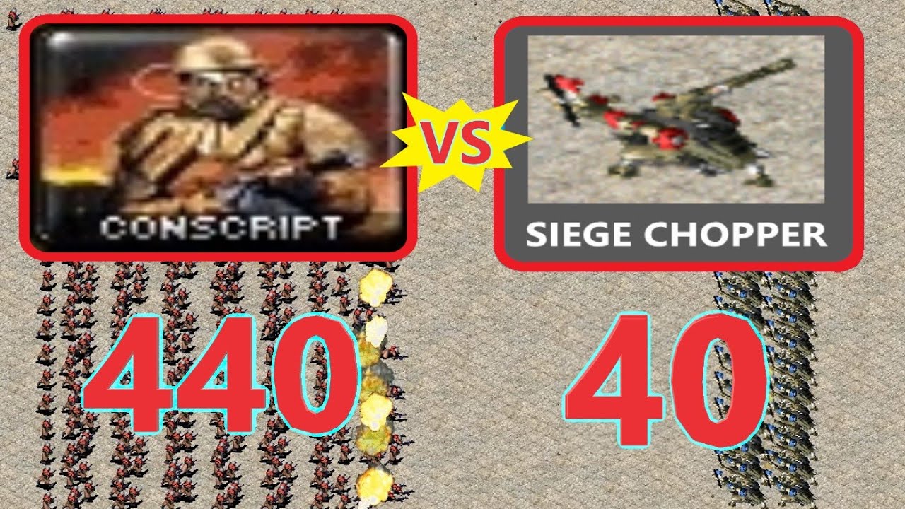 Conscripts vs Deployed Siege Chopper - Same Cost - Red Alert 2 - YouTube