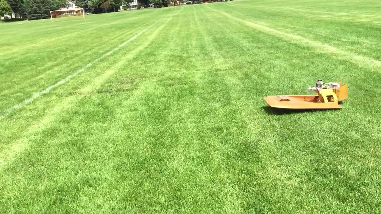 Kamikaze RC airboat soccer field romp - YouTube