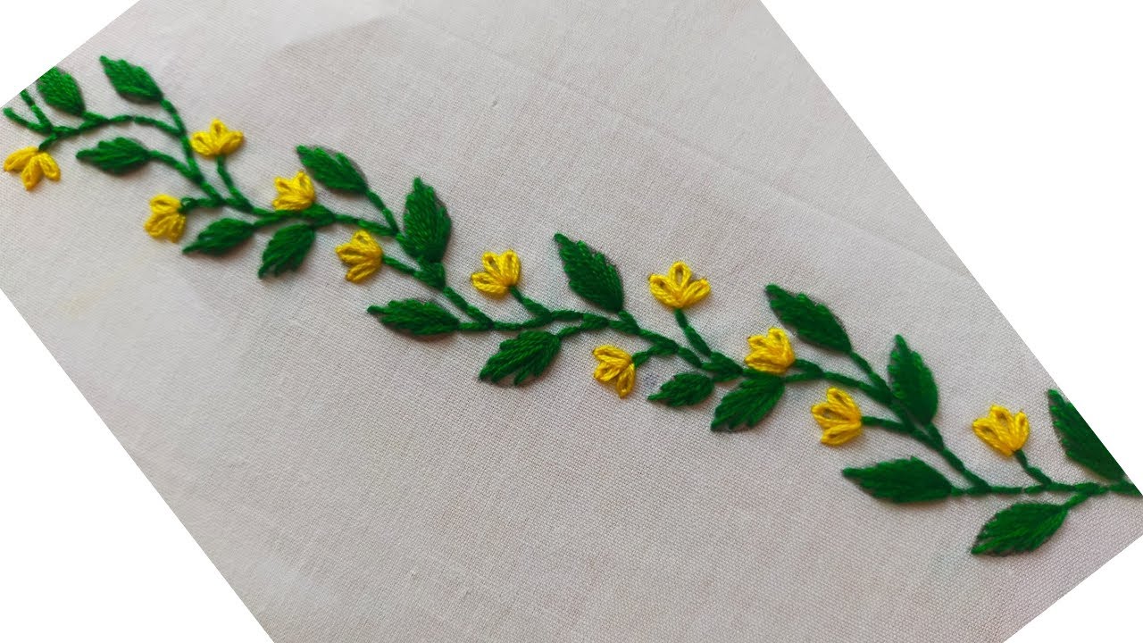Beautiful Borderline Embroidery Design/ Simple & Easy Embroidery - YouTube