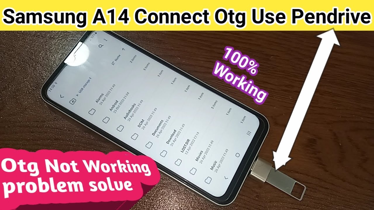 Samsung Galaxy A14 connect otg Use Pendrive - YouTube