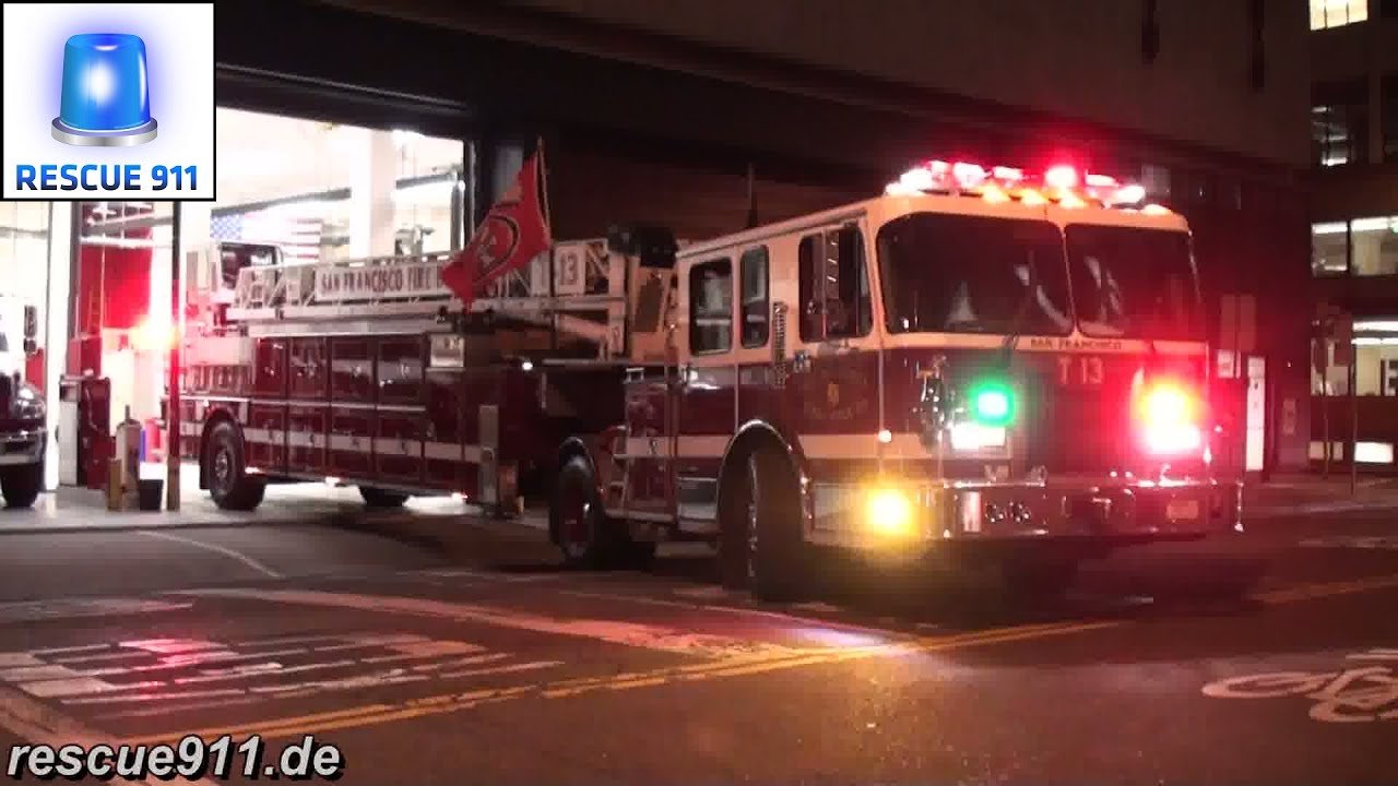 [San Francisco] Engine 13 + Truck 13 SFFD - YouTube