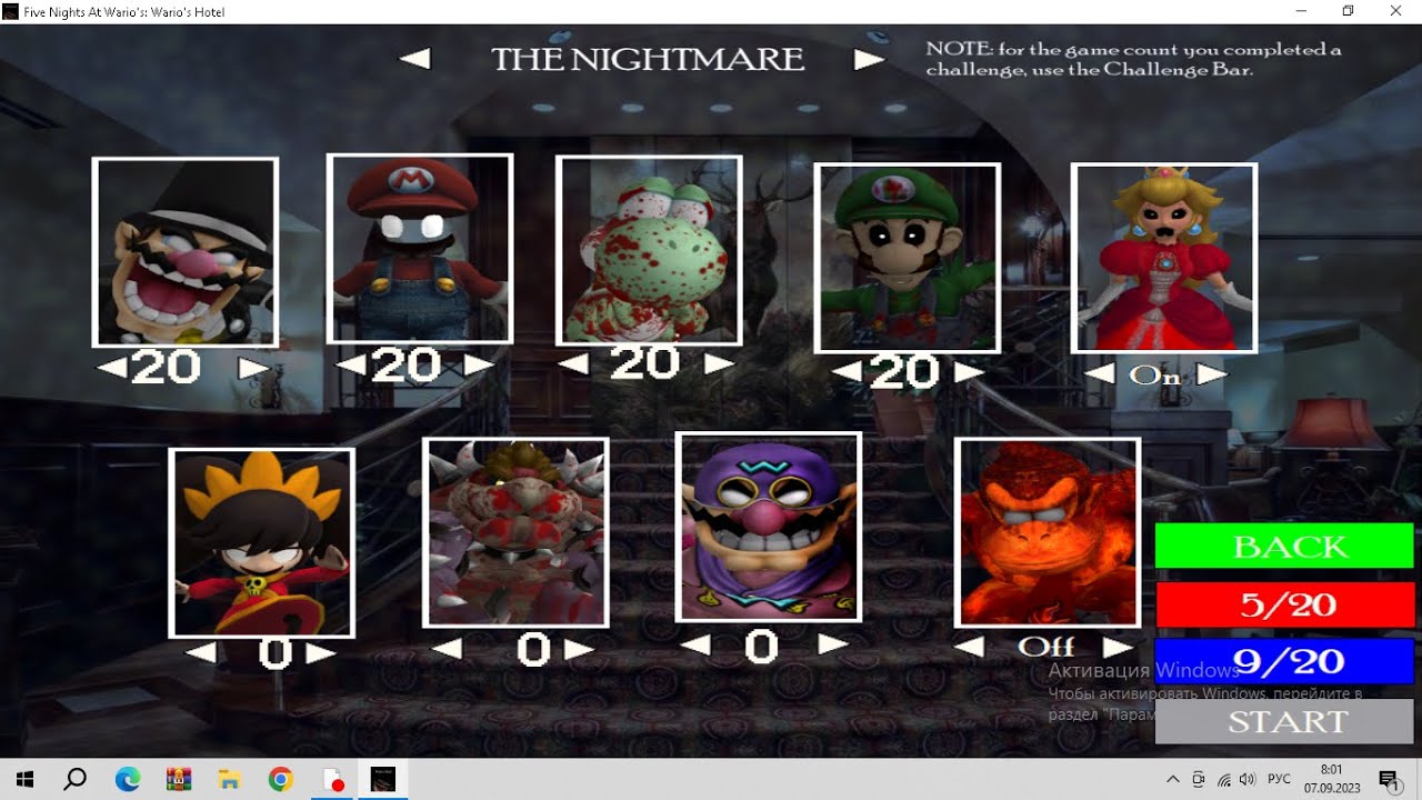 Five Nights at Wario's:Wario's Hotel THE NIGHTMARE challenge completed ...