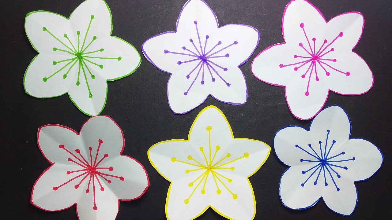 5 Petal Paper Flower /Bunga Kertas 5 Kelopak/Cara Membuat Bunga Kertas ...
