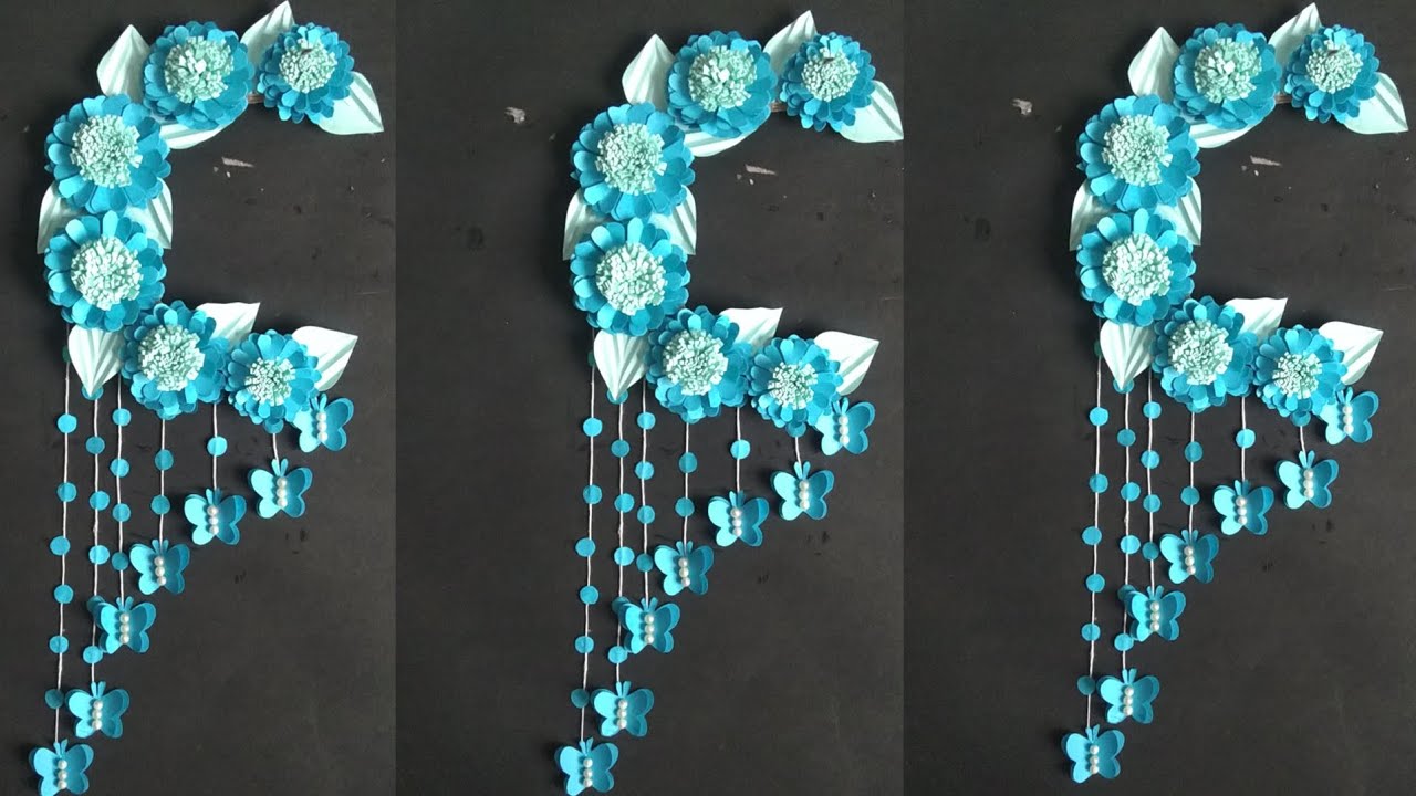 Unique style Wall hanging || Beautiful paper flower wall hanging craft ...