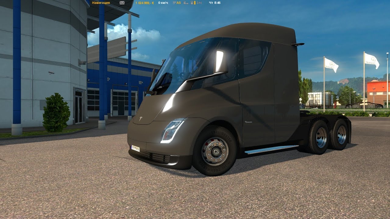 Euro Truck Simulator 2. TESLA Semi Attractive 2019 Mod. Проба руля ...