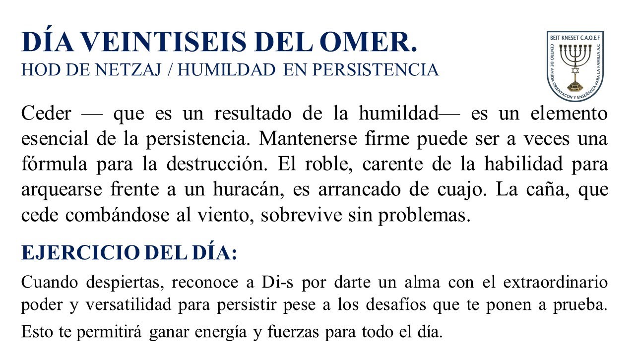 Cuenta del Omer 26 - YouTube