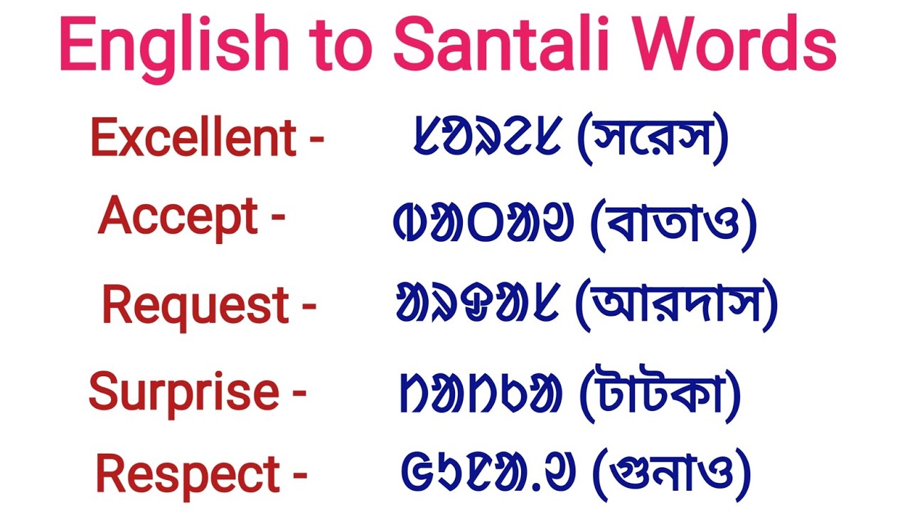 English to Santali Words/Santali Vocabulary #Olchiki #@atuschool163 - YouTube
