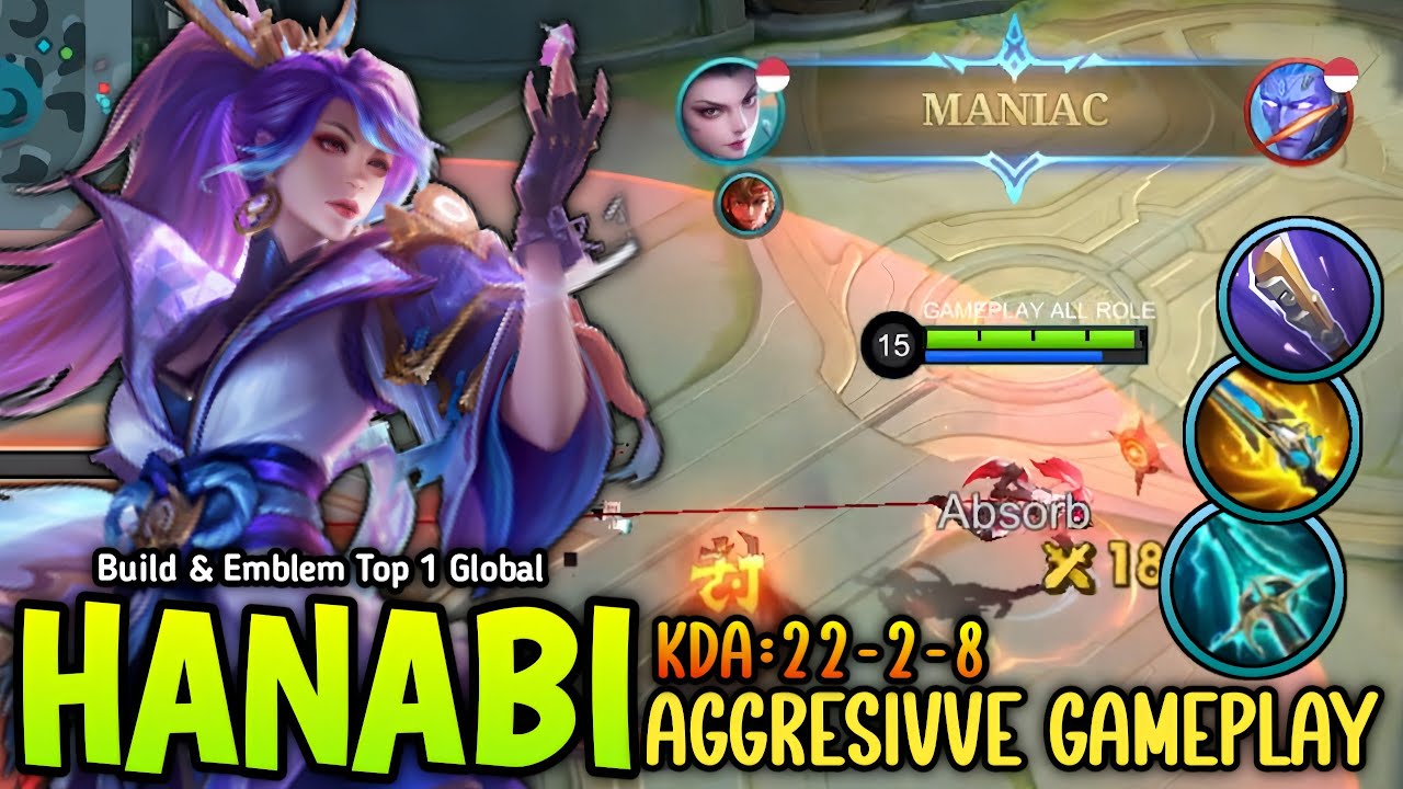 HANABI BEST BUILD & EMBLEM FOR AGGRESSIVE GAMEPLAY 😱 - BUILD TOP 1 ...