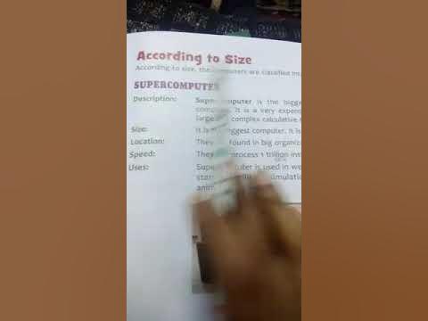 Class 4th Computer Chapter 1, Computer and its Classification According to size - YouTube