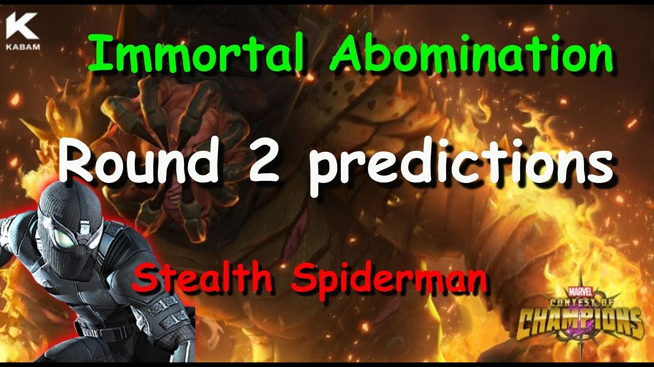 MCOC Stealth Spiderman arena predictions | MCOC Immortal Abomination ...