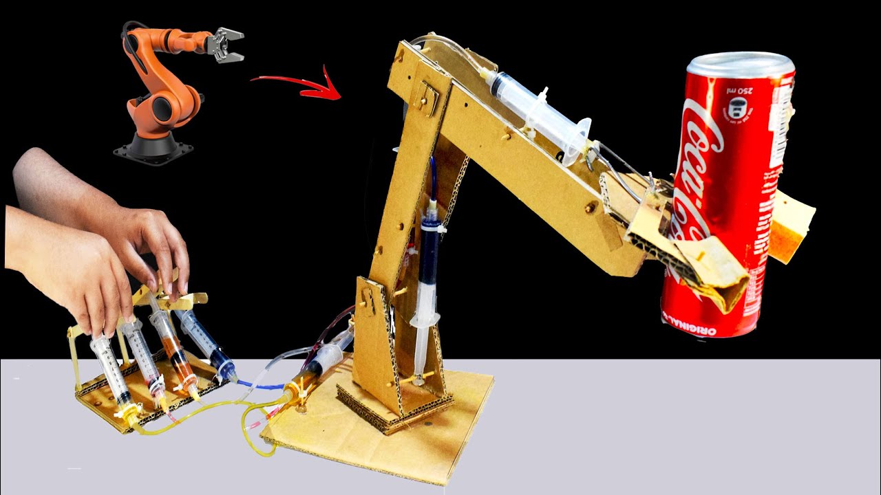 Science project working model - Hydraulic powered robotics arm - YouTube