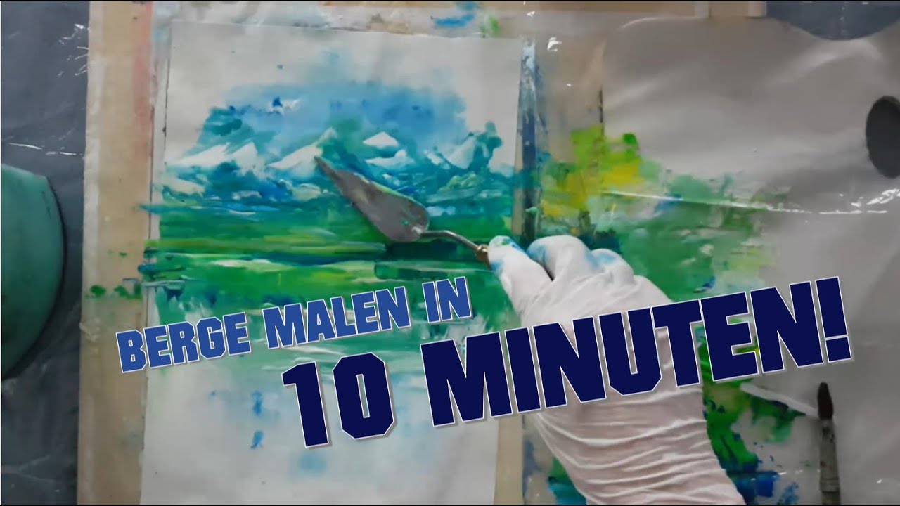Berge malen einfach und schnell in 10 Minuten mit der Spachtel ...