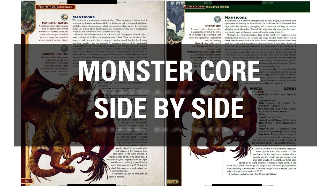 Monster Core - Side by Side - Pathfinder Remaster - YouTube