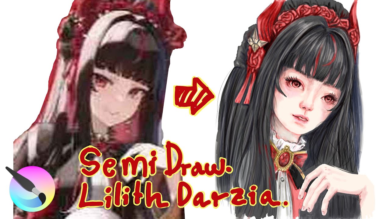 How to draw semi real Lilith Darzia - YouTube