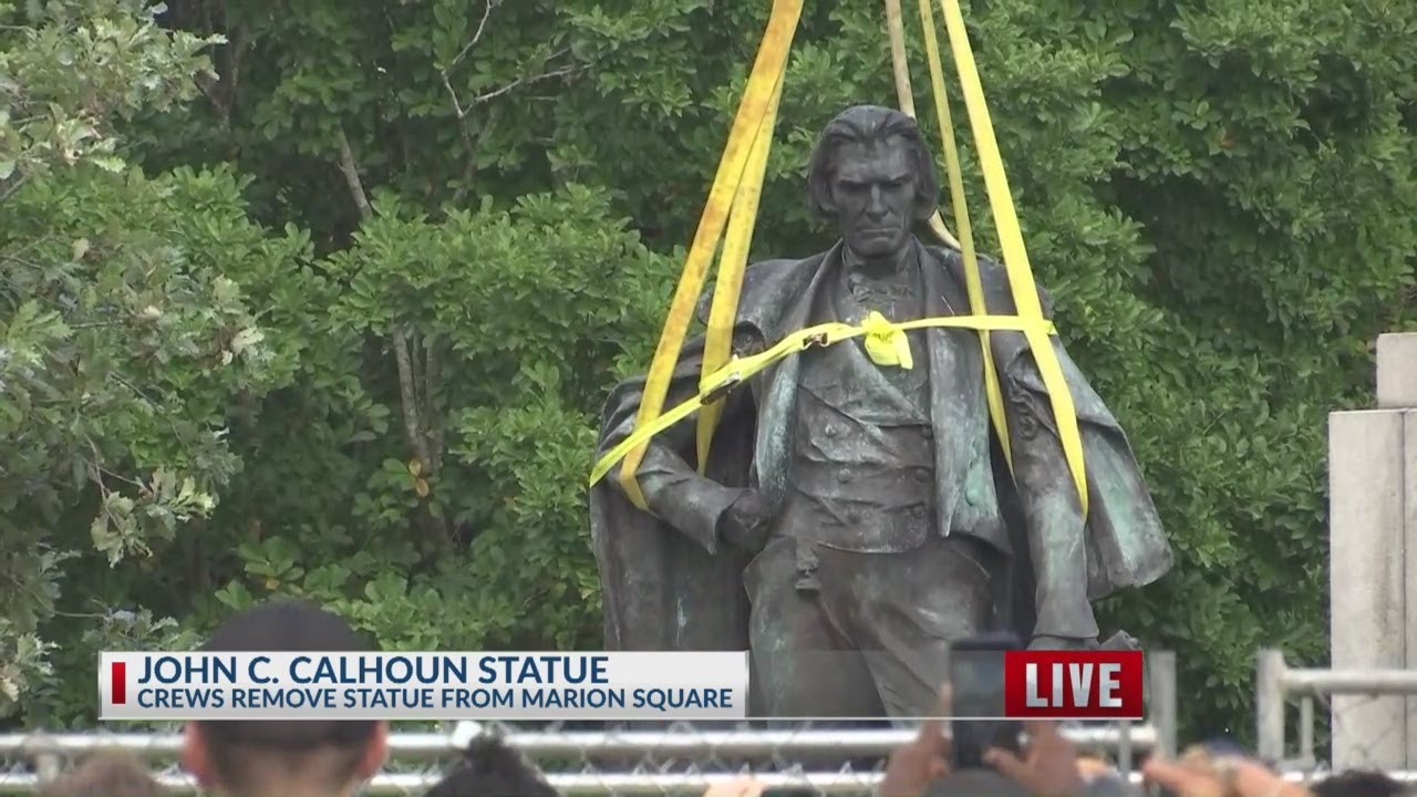 Calhoun Statue Removal for Riley 2 - YouTube