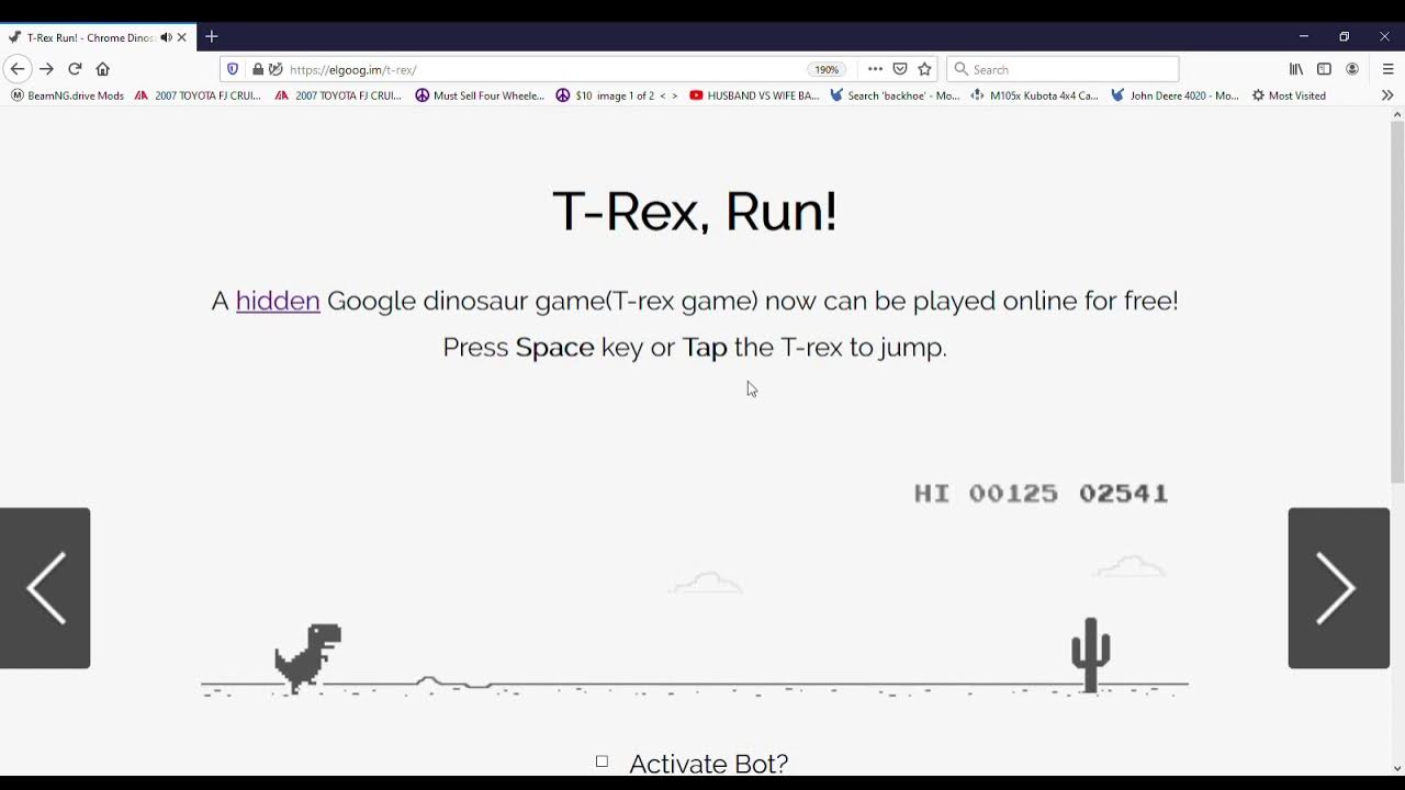 Chrome Dinosaur Gameplay - YouTube