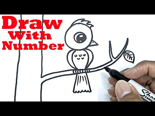 How To Draw A Bird With Numbers With Number 0 | Drawing With Number ...