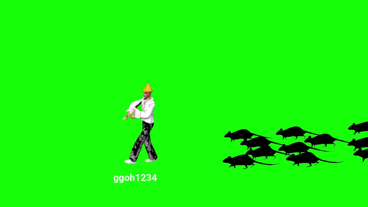 The Pipe Piper with his magic flute aka Mouse Whisperer in green screen ...