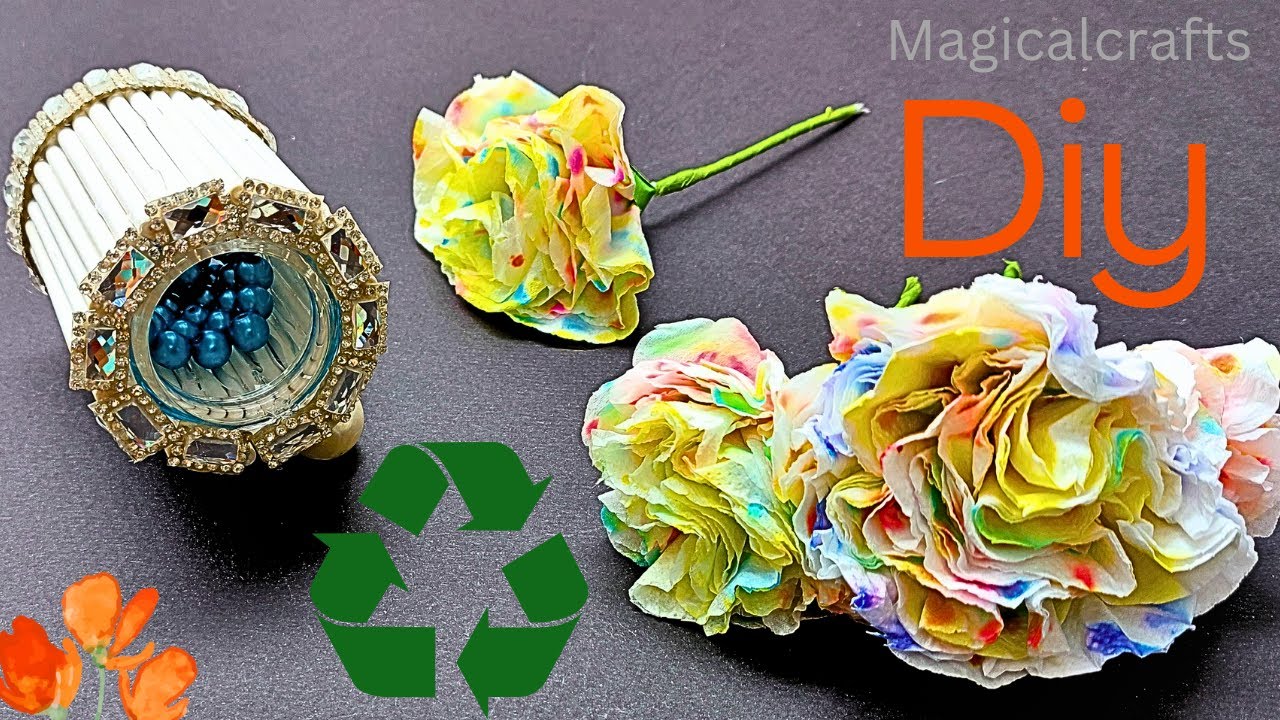 2 Smart Recycling Idea♻️ DIY rose paper from tissue paper/craft paper ...