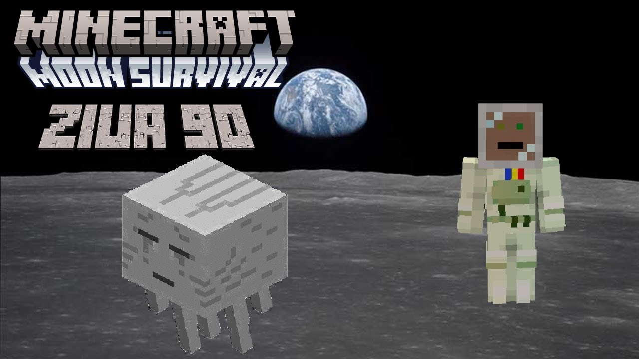 Minecraft Moon Survival | Ziua 90 (Am Construit o Statuie de Ghast ...