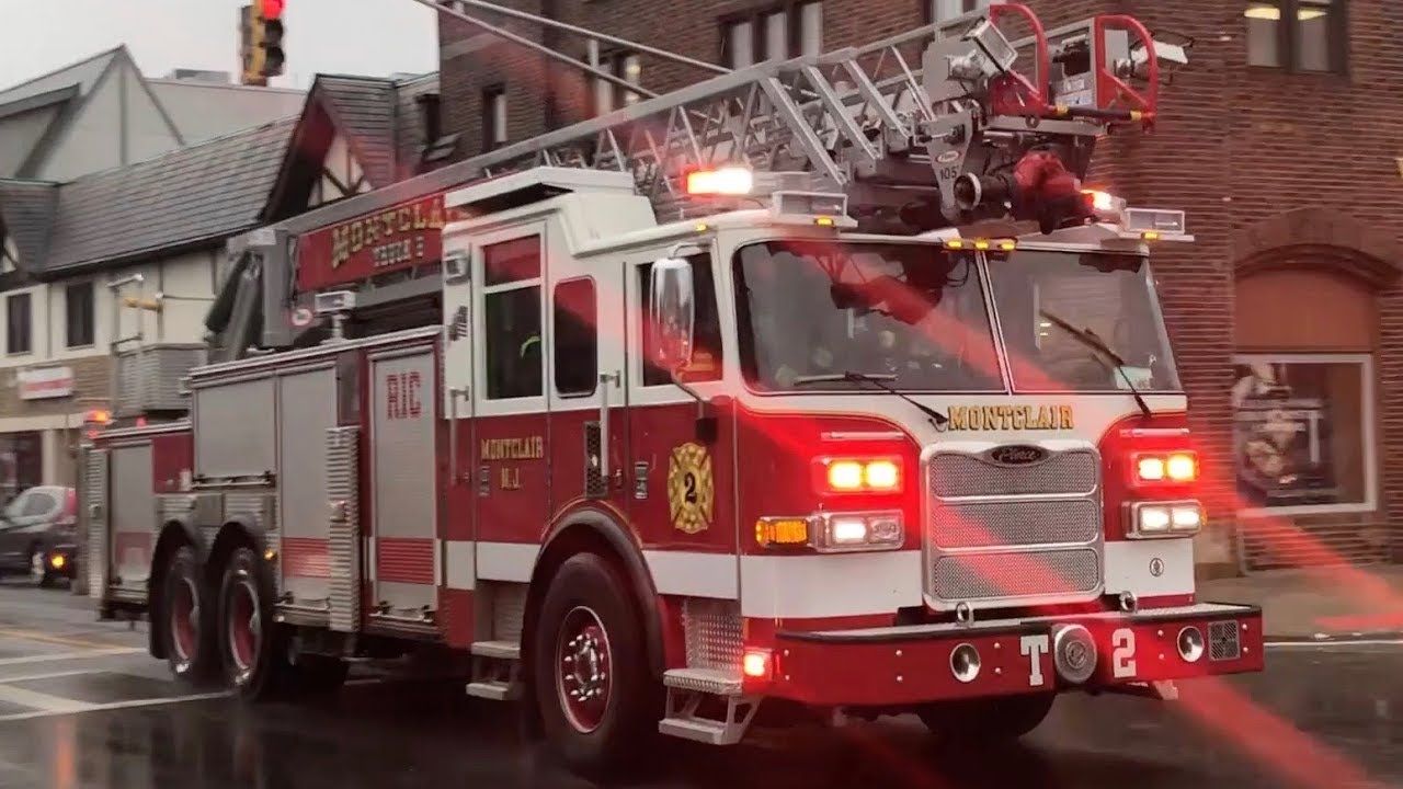 Montclair Fire Department Engine 2 And Truck 2 Responding 1-12-18 - YouTube