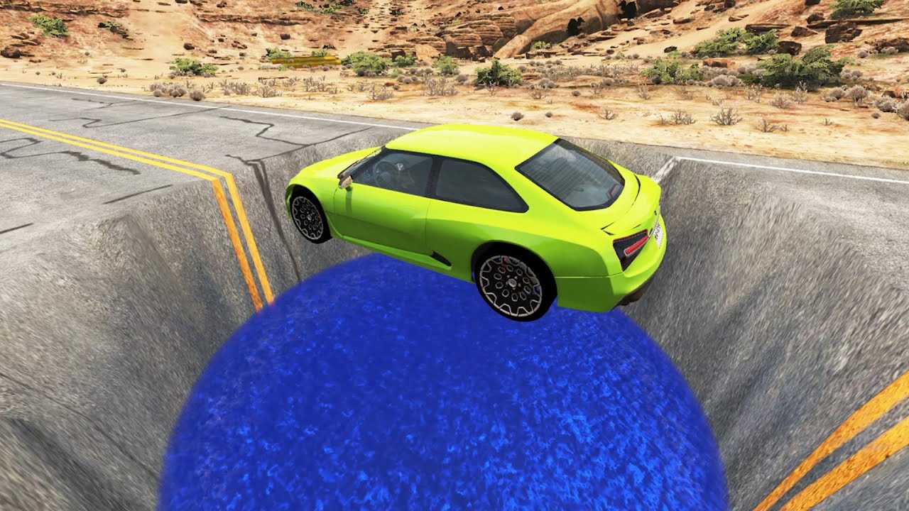 Vehicles vs Giant Pit Compilation #1- BeamNG.Drive - YouTube