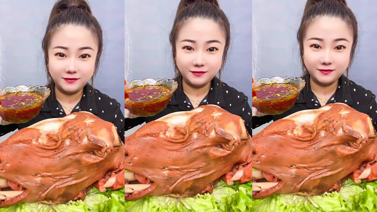 Eating Big Sheep Head with Sauce And Malatang Noodles Soup - YouTube