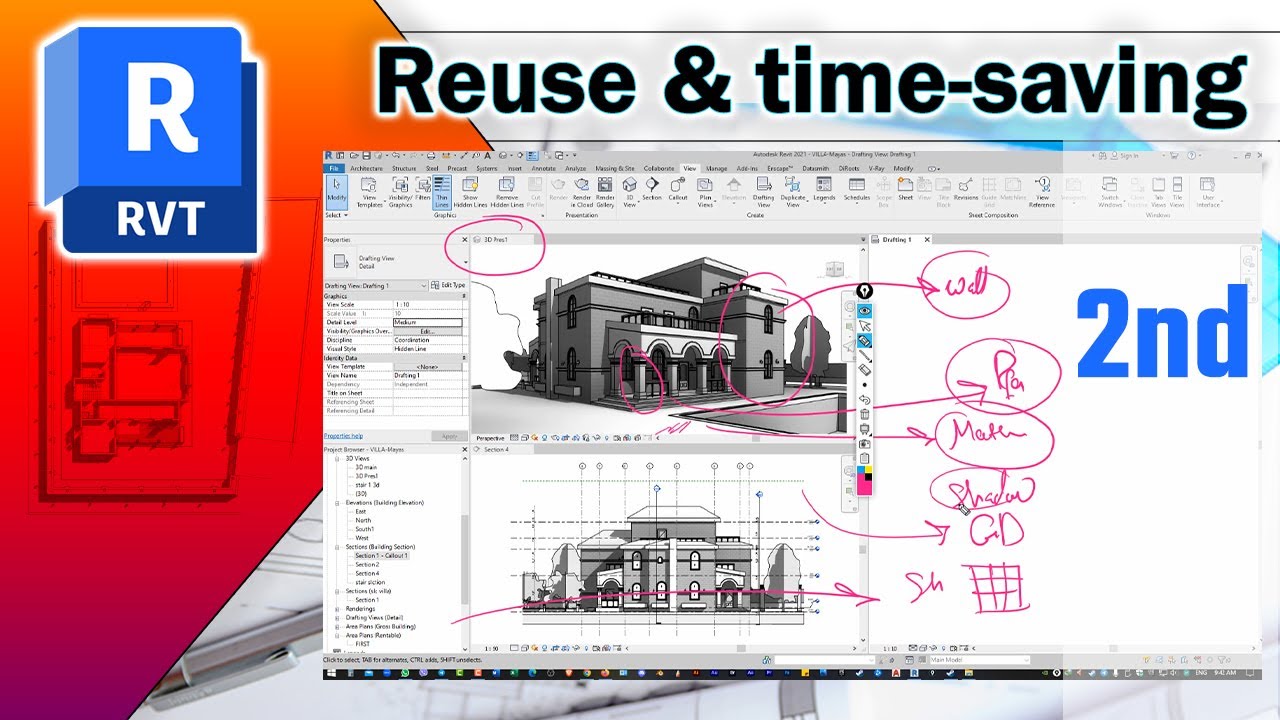 Revit architecture reuse & time-saving 2 توفير الوقت واعادة الاستخدام ...
