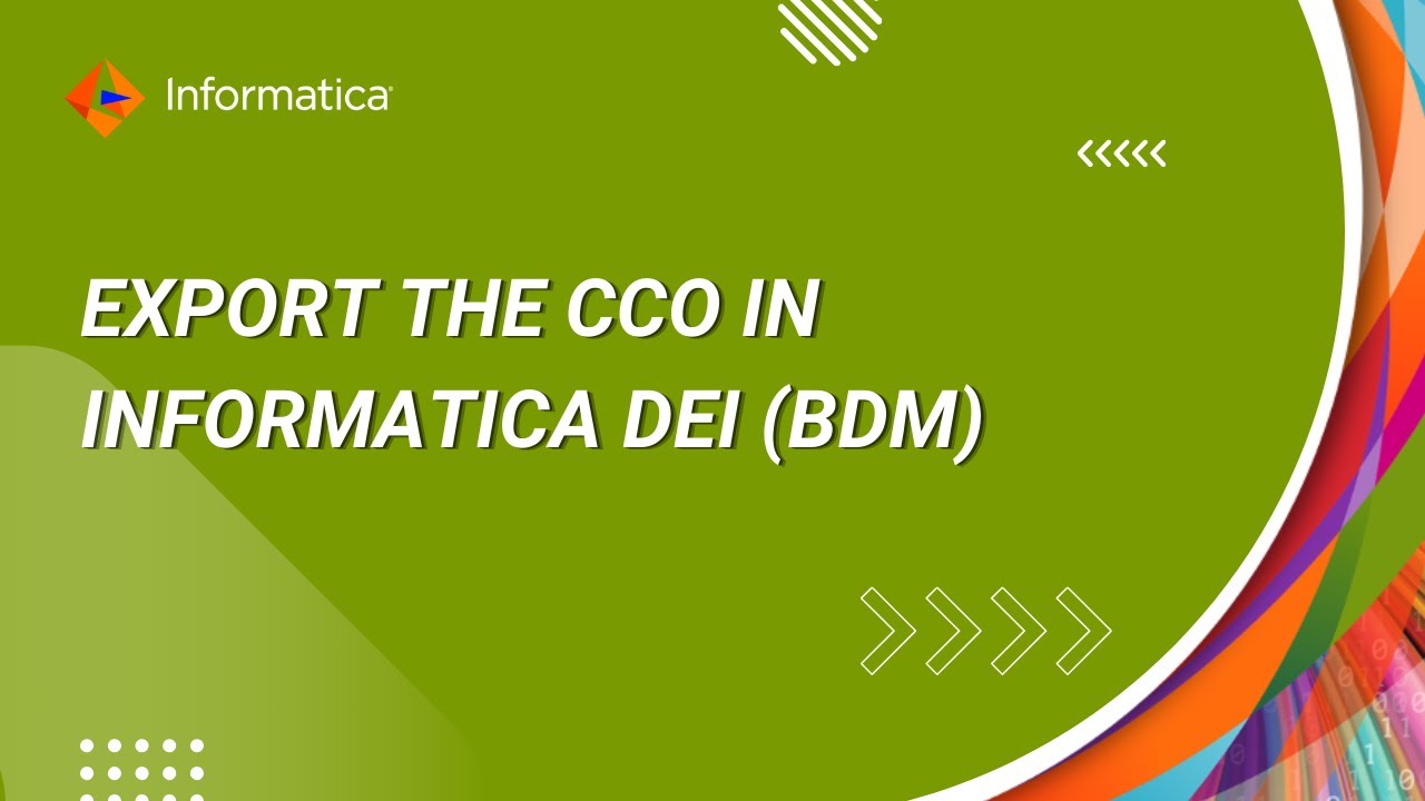How to Export the CCO in Informatica DEI (BDM) - YouTube