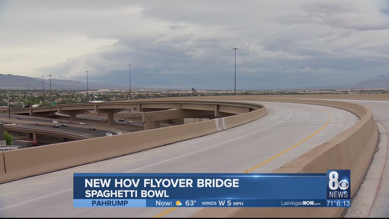 New Spaghetti Bowl HOV Flyover bridge opens Monday morning - YouTube