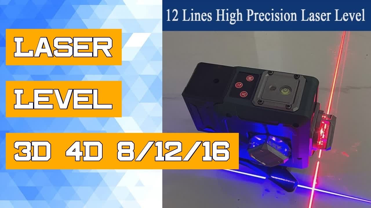 Laser Level 3D 4D 8/12/16 Line Powerful Purple Light Digital Display ...