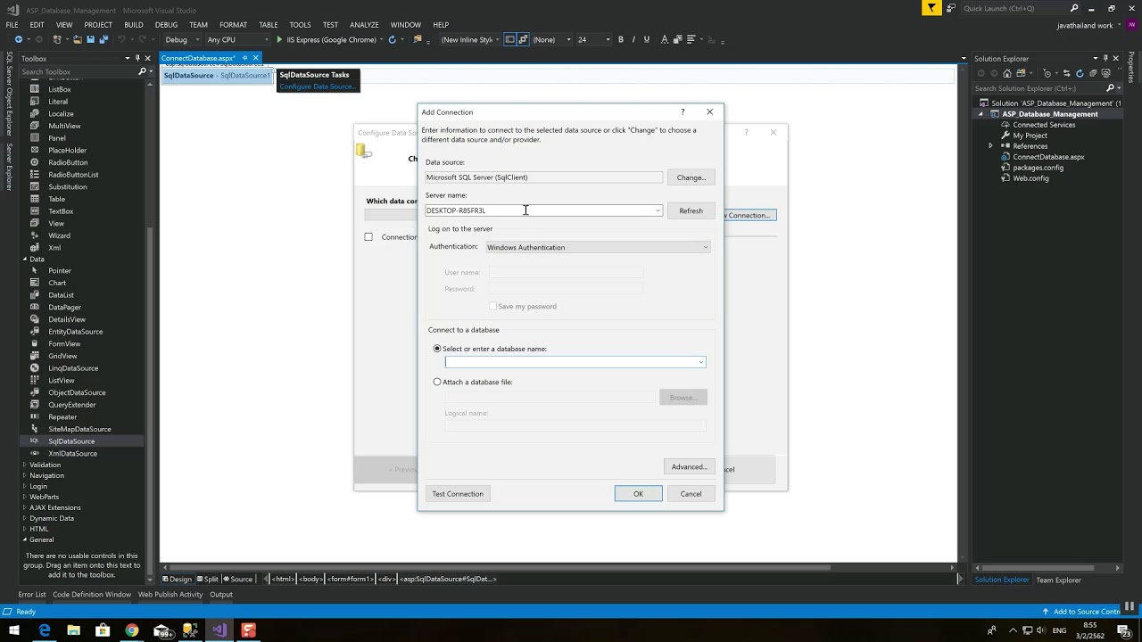 ASP DB EP 1 Connect and Show Data on GridView - YouTube