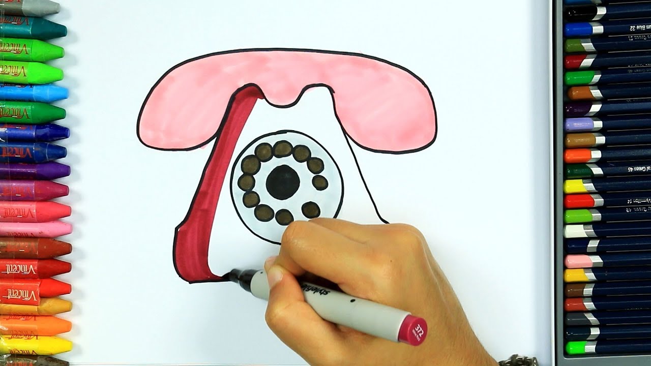 Wie zeichnet man Telefon ☎| Ausmalen Kinder HD | Malen für Kinder ...
