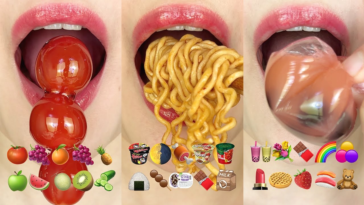 asmr DANGBEE 2HOUR EMOJI FOOD CHALLENGE MUKBANG (SATISFYING & RELAXING ...