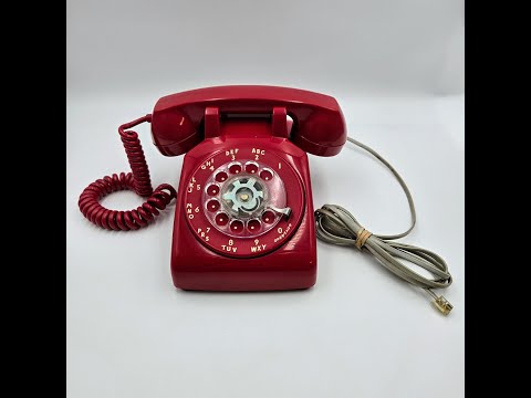 Vintage Red Rotary Phone ITT Cherry Desk Top Telephone Tested Works