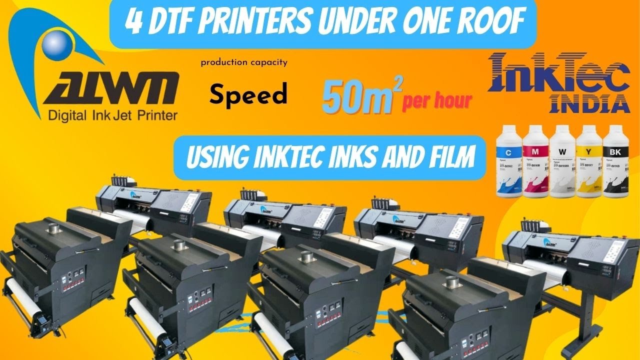 Allwin DTF Printer SPEED & QUALITY ! 4x Printers Printing 50 Sqm/Hr - YouTube