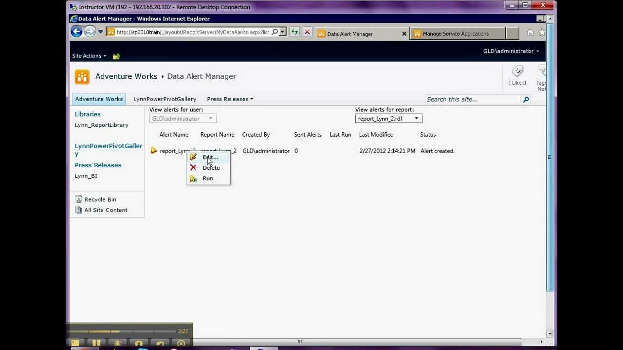 SQL Server 2012 data-driven alerts SQL Server Reporting Services ...