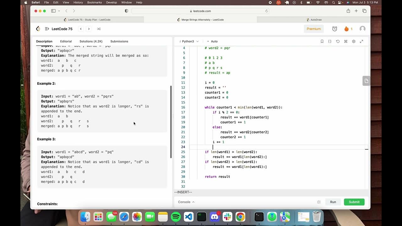 Leetcode 75 Merge Strings Alternately Youtube