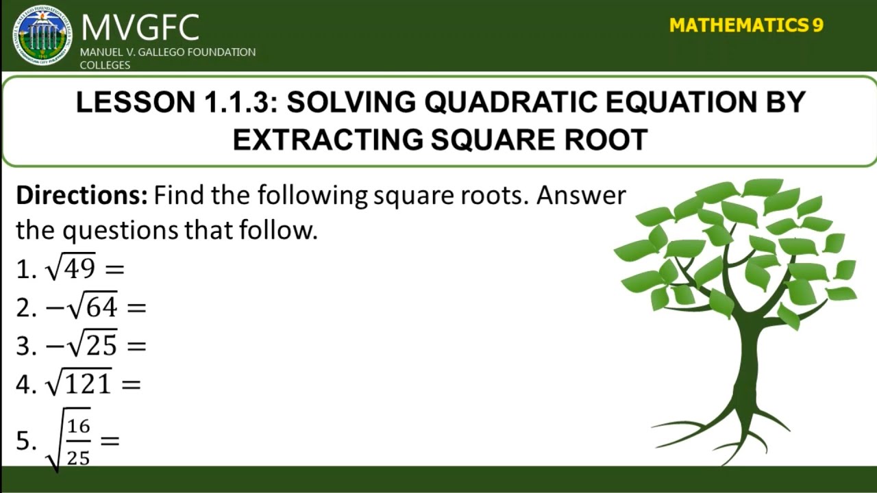 Solving Quadratic Equation by Extracting Square Roots - YouTube