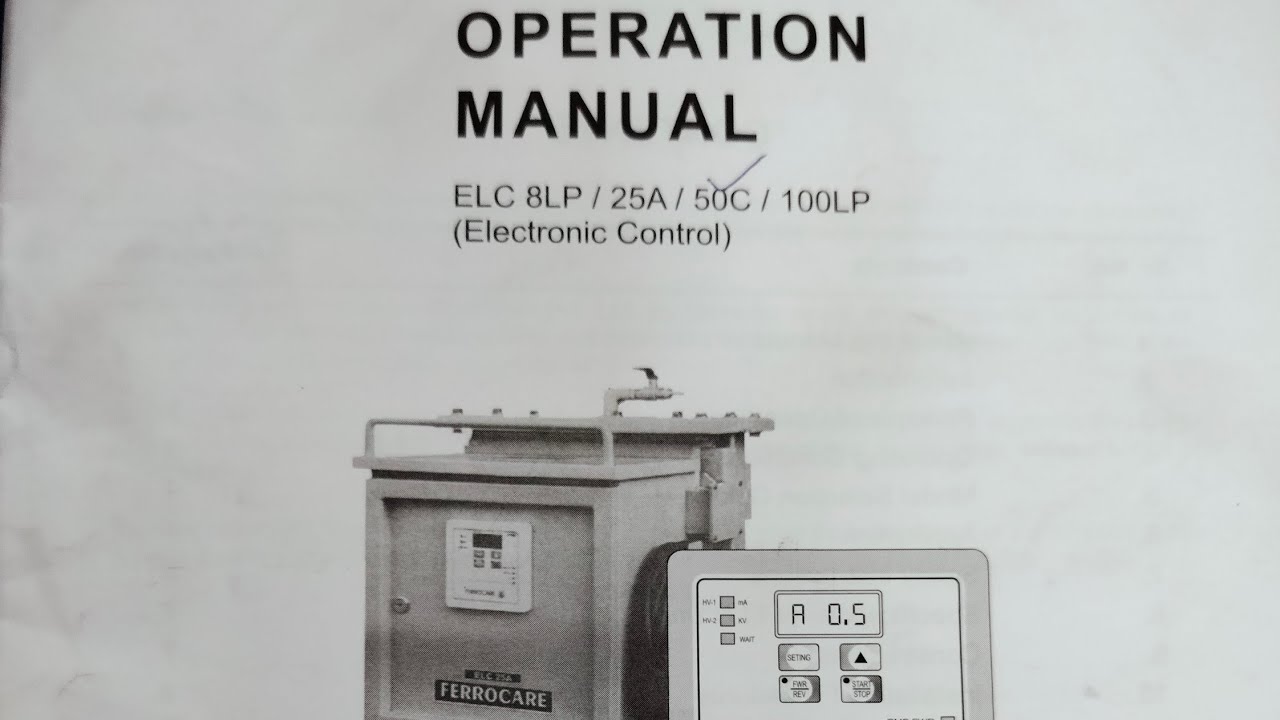 FERROCARE OIL FILTER MACHINE MANUAL. ELC 50C PDF MANUAL ...