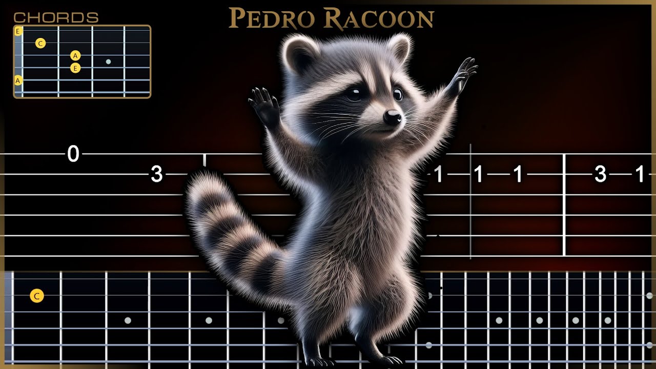MEME Racoon Pedro Pedro Pedro Easy Guitar Tabs For Begginers - YouTube