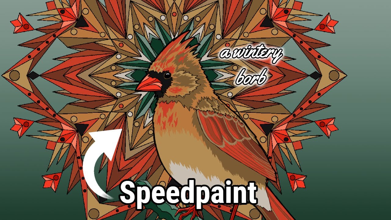 Drawing a Cardinal and Doing some Geometry | Full Process Speedpaint ...