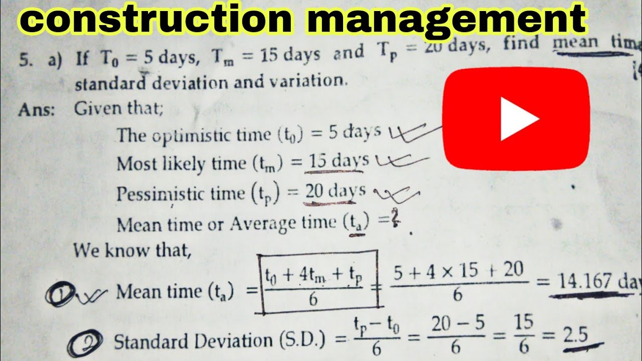find mean time, standard deviation & variations//CONSTRUCTION ...