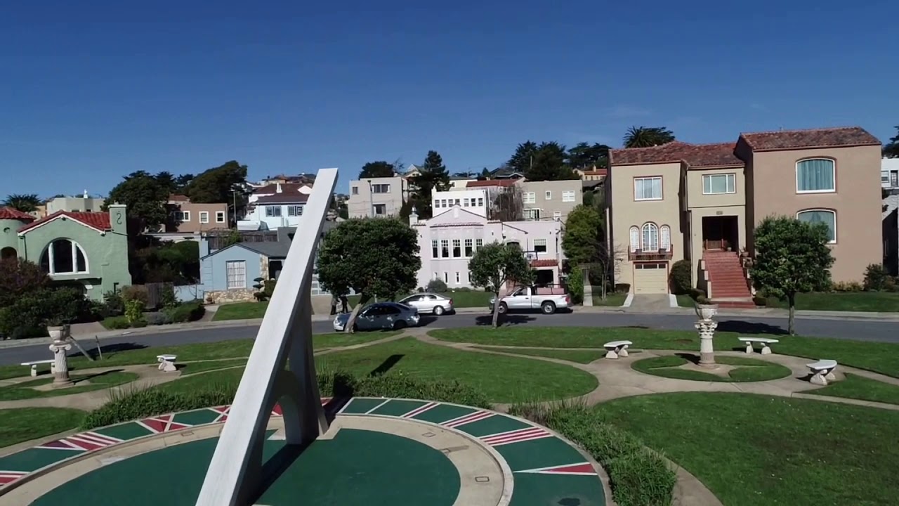 Drone views of the Ingleside Terraces Sundial in San Francisco - YouTube