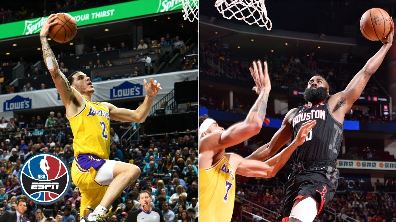 NBA Top 10 Plays: Lonzo's highlight-reel dunk, Harden's posterizing ...