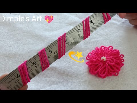 It's so Beautiful 💖🌟 Superb Easy Flower Making Idea With Wool- Hand Embroidery Amazing Flower ...