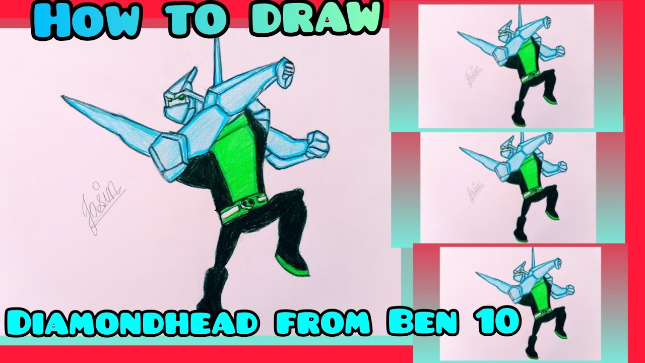 How to draw Diamondhead from Ben 10/Diamondhead drawing - YouTube
