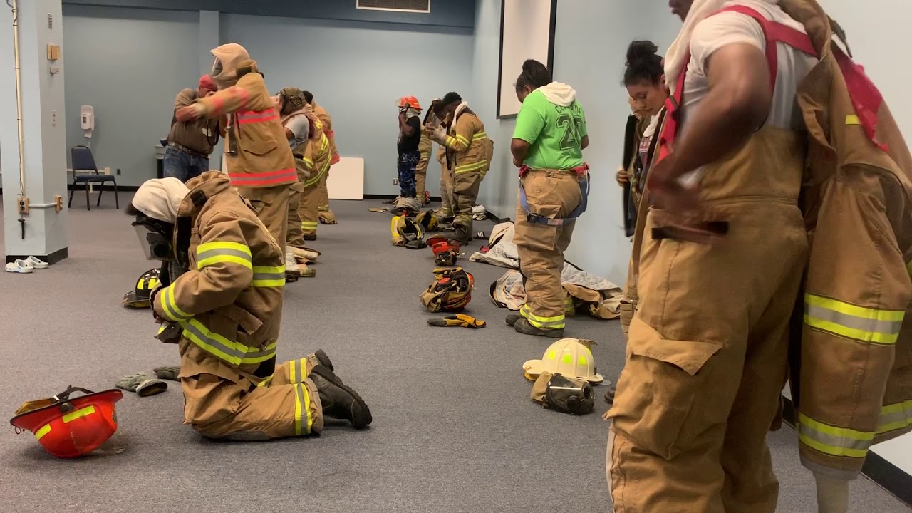 EMS firefighter "donning" exercises at the Metropolitan Career ...