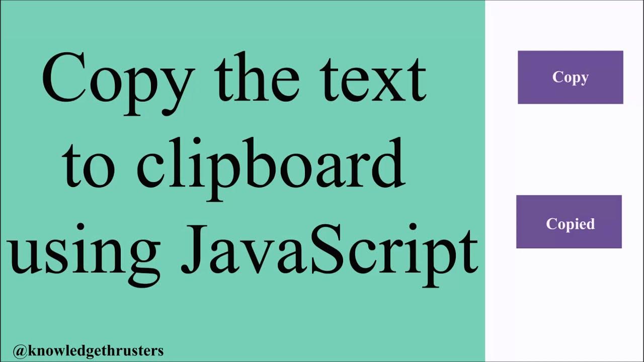 How to copy text to clipboard using JavaScript | ExecCommand - YouTube
