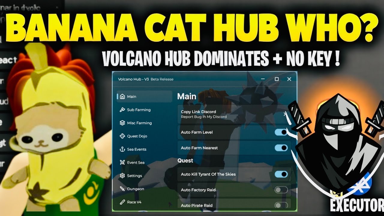 🔥 NEW Banana Cat Hub Alternative Script | Volcano Hub Script for Blox ...